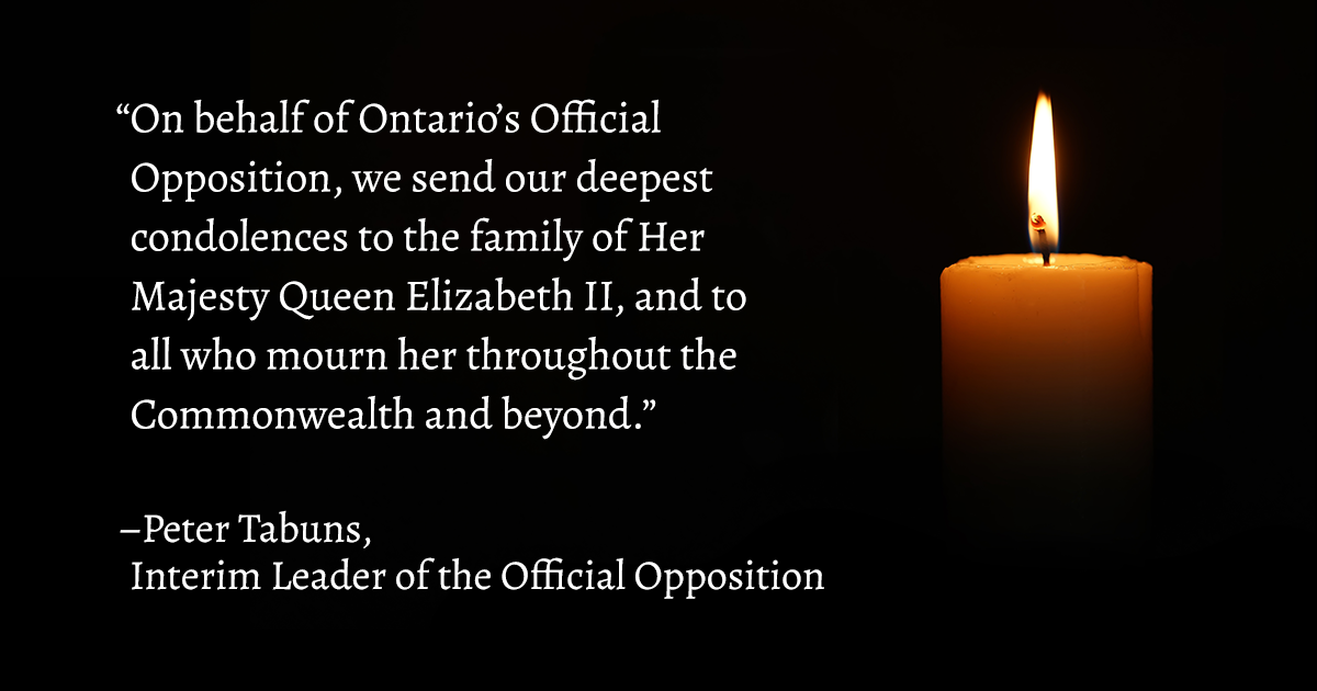 Official Opposition statement on Queen Elizabeth II « Ontario NDP