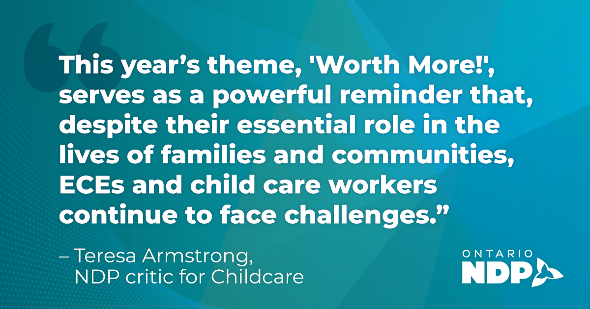 Ontario NDP marks Child Care Worker and Early Childhood Educator ...