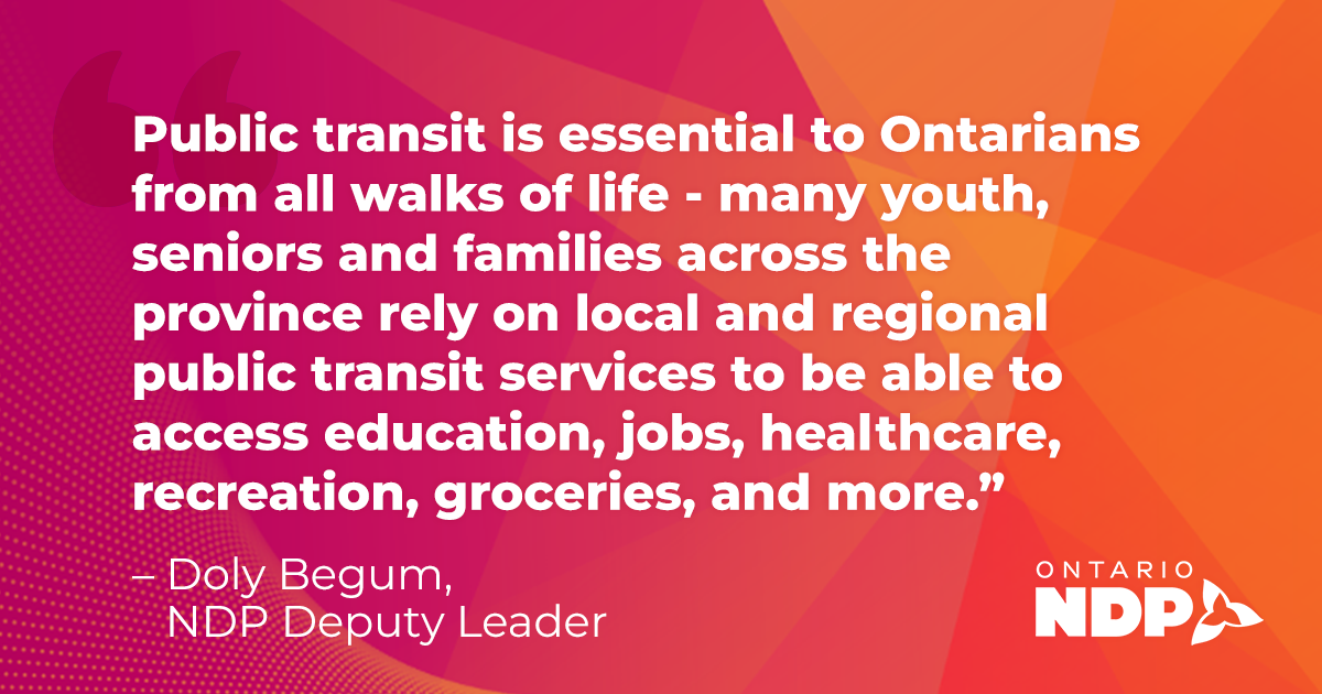 NDP MPP proposes solution to boost transit accessibility across Ontario ...