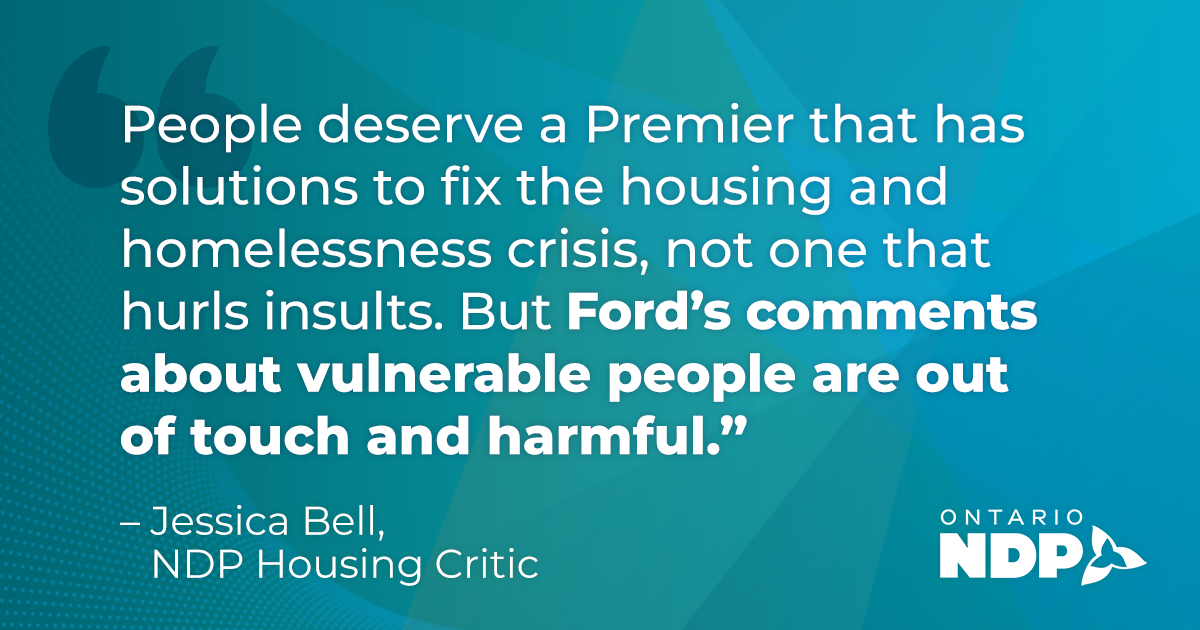 Bell: People need homes, not insults « Ontario NDP