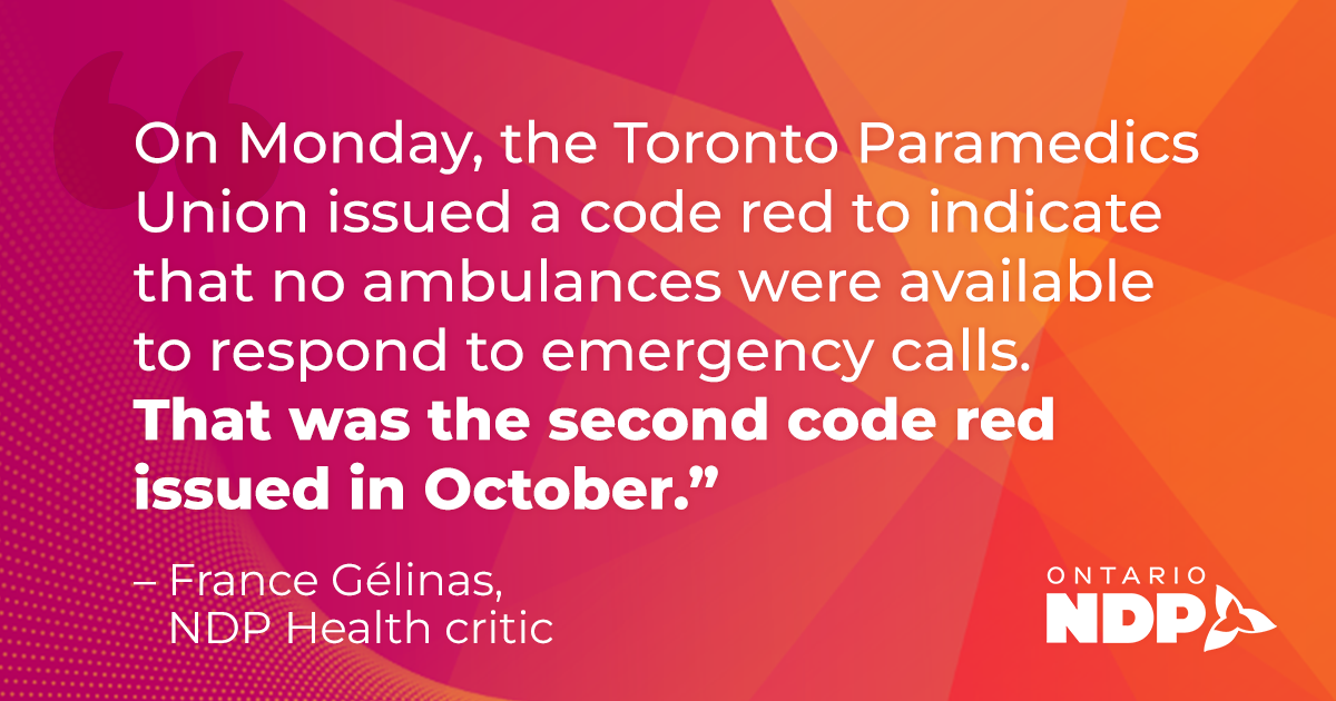 NDP: ‘Ambulance not available’ the new normal in Ford’s Ontario ...