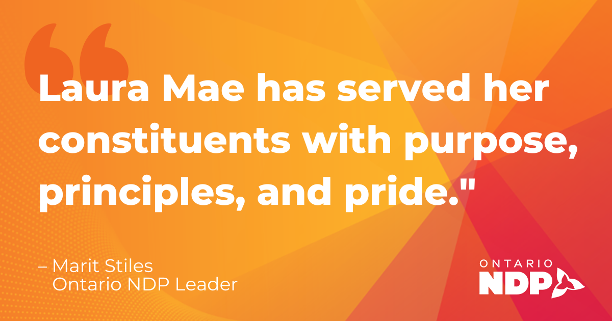 Marit Stiles thanks outgoing Kitchener Centre MPP Laura Mae Lindo ...