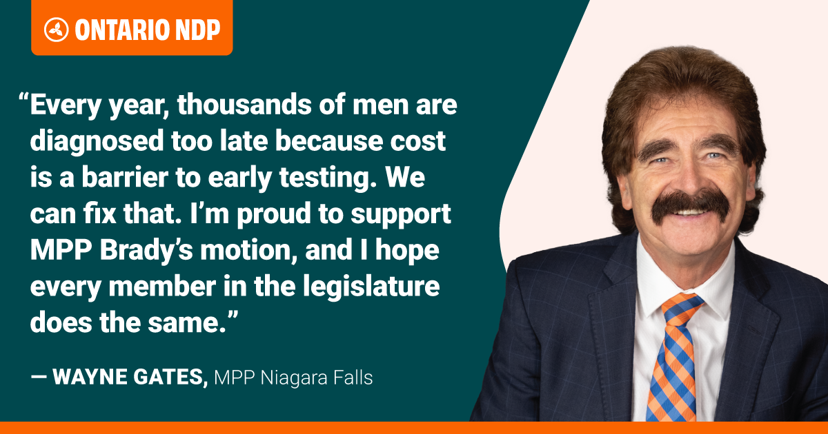 MPP Wayne Gates backs cross-party push for OHIP-Covered prostate cancer ...