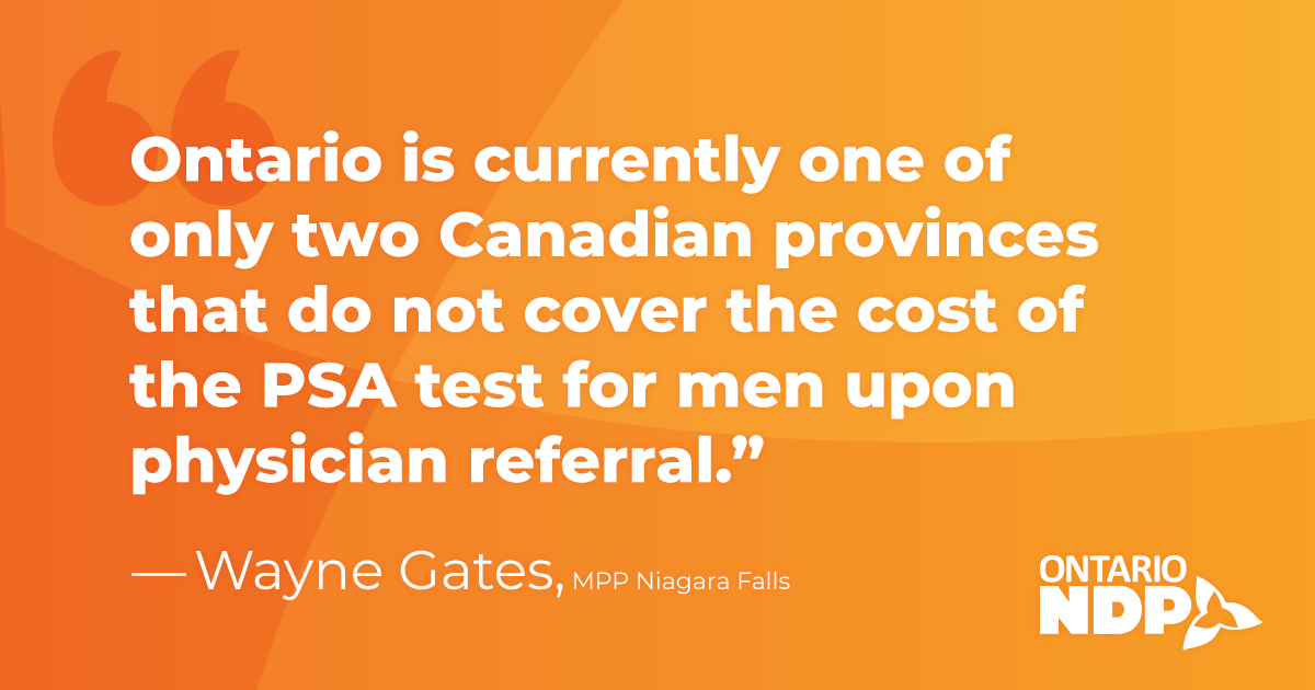 NDP MPP Wayne Gates calls for OHIP to cover prostate cancer screening ...