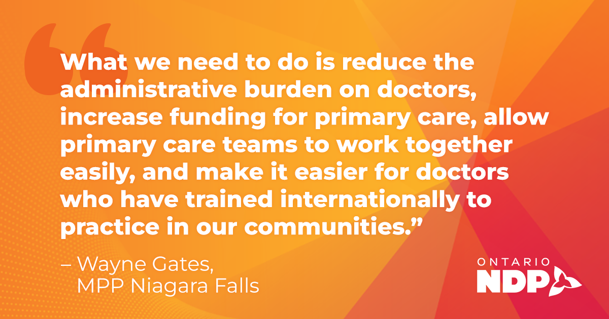 MPP Gates calls for action to address crisis in primary care « Ontario NDP
