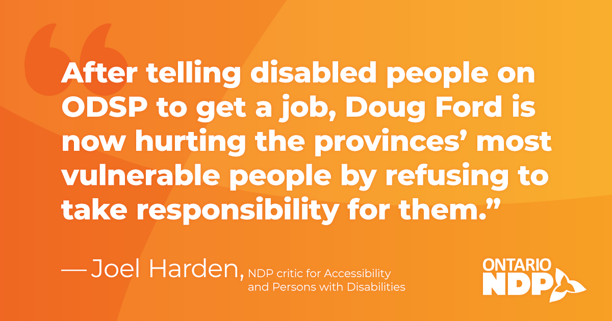 Ford hurting Ontario’s most vulnerable during COVID-19 with ODSP ...