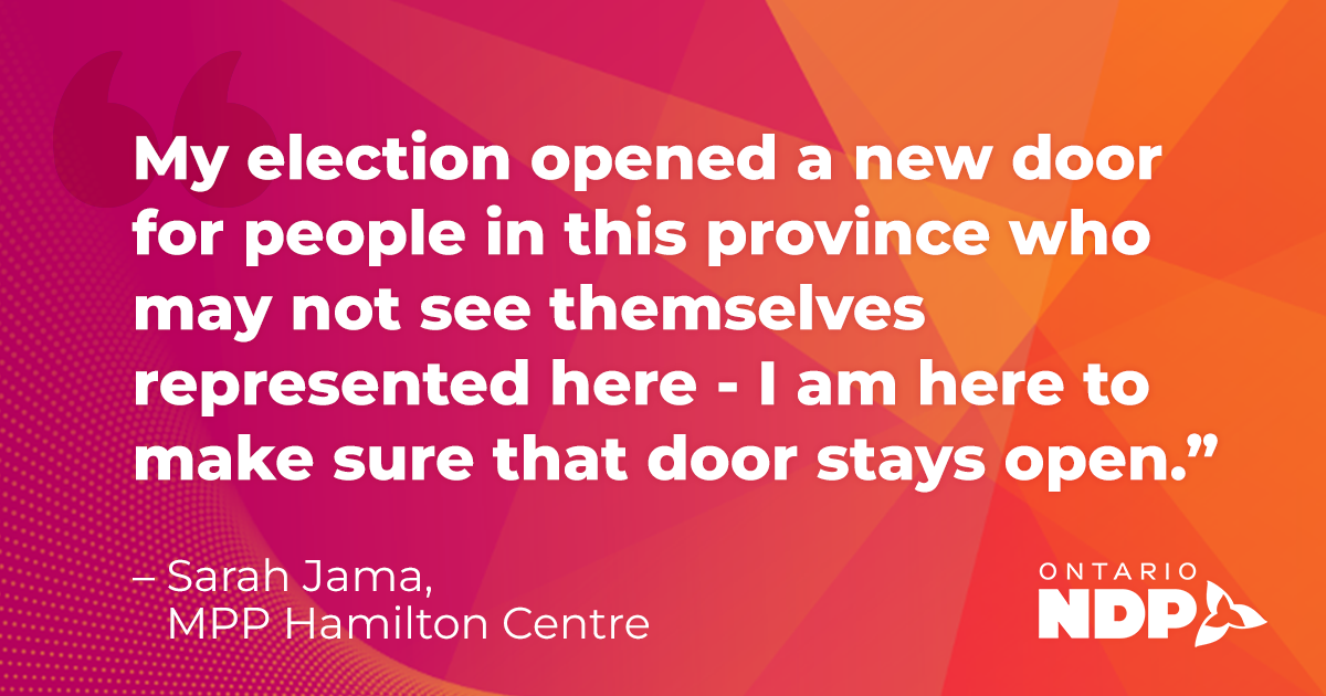 MPP Jama gives impassioned inaugural speech pledging to prioritize ...