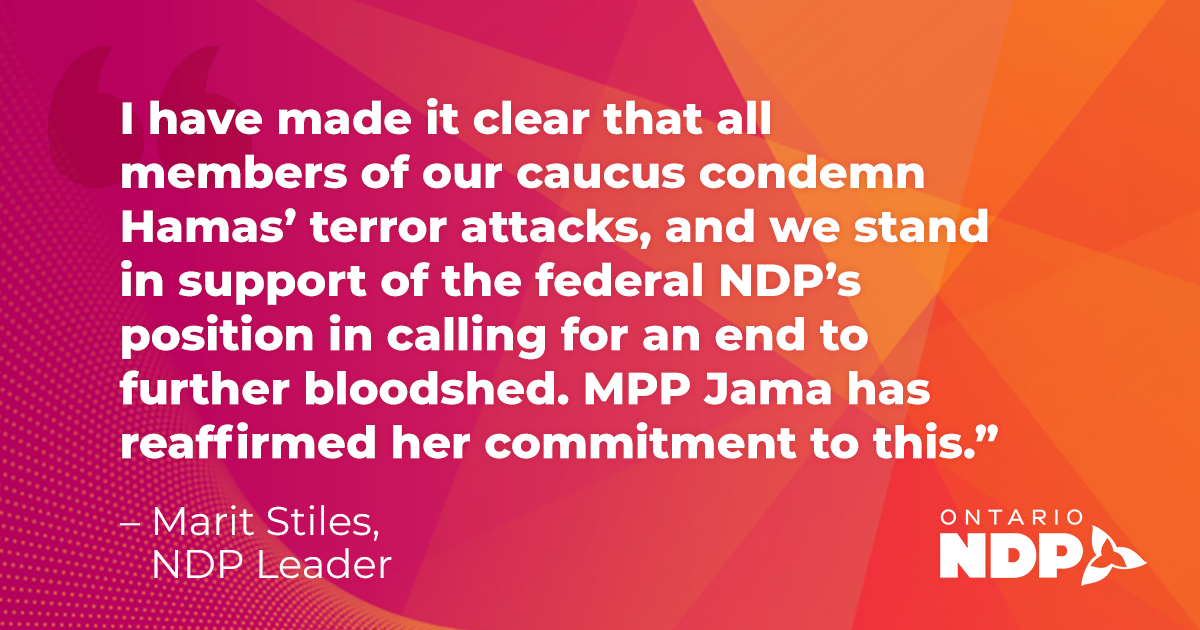 Statement from Opposition Leader Stiles « Ontario NDP