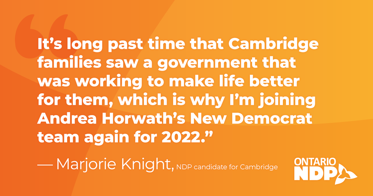 Marjorie Knight chosen to be the Ontario NDP candidate in Cambridge ...