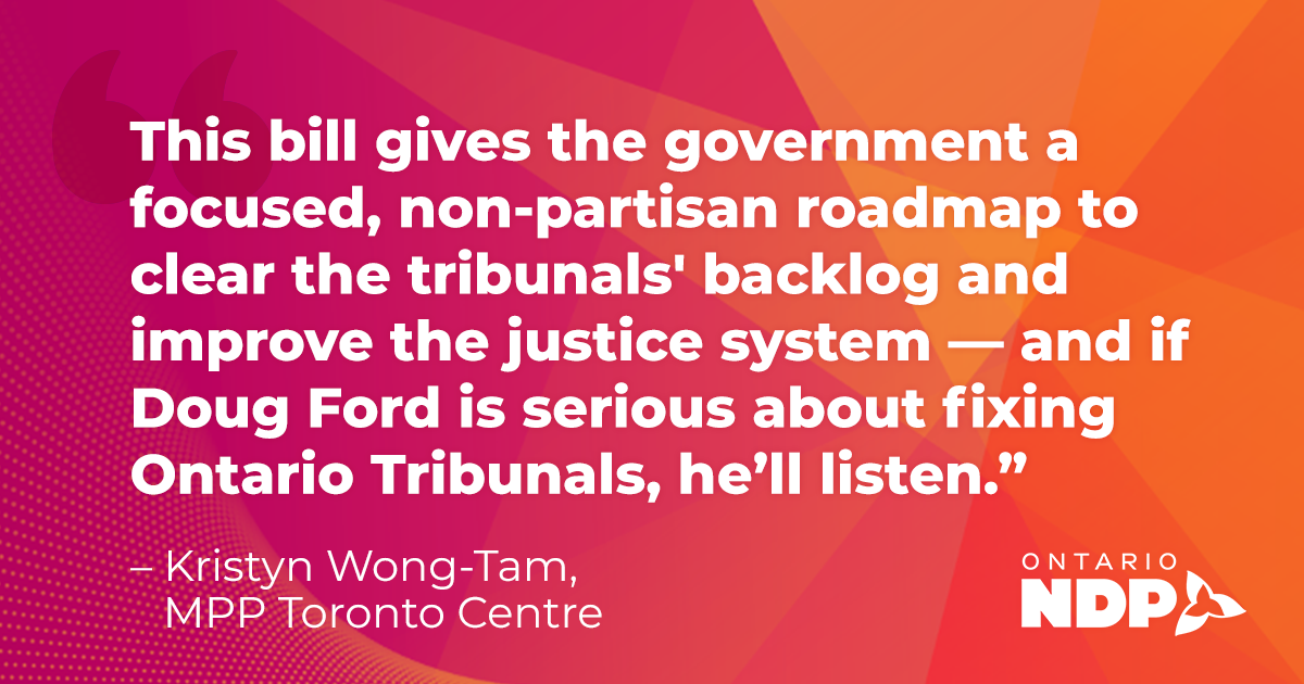 MPP Wong-Tam introduces bill to tackle court delays and help people ...