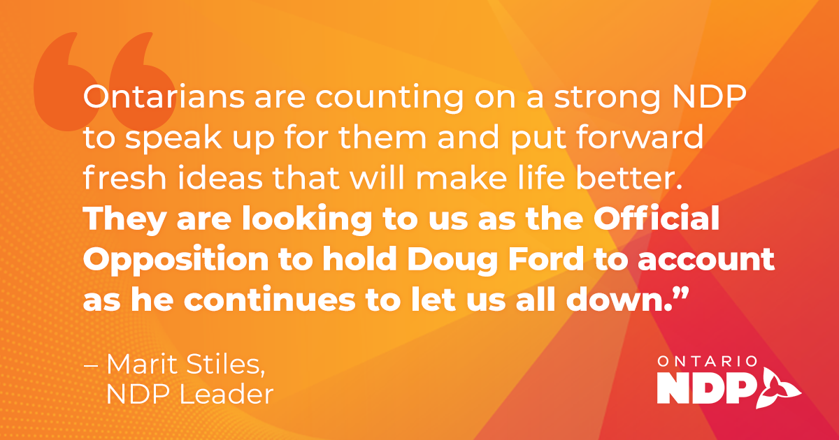 Ontarians are counting on NDP solutions in upcoming legislative session ...