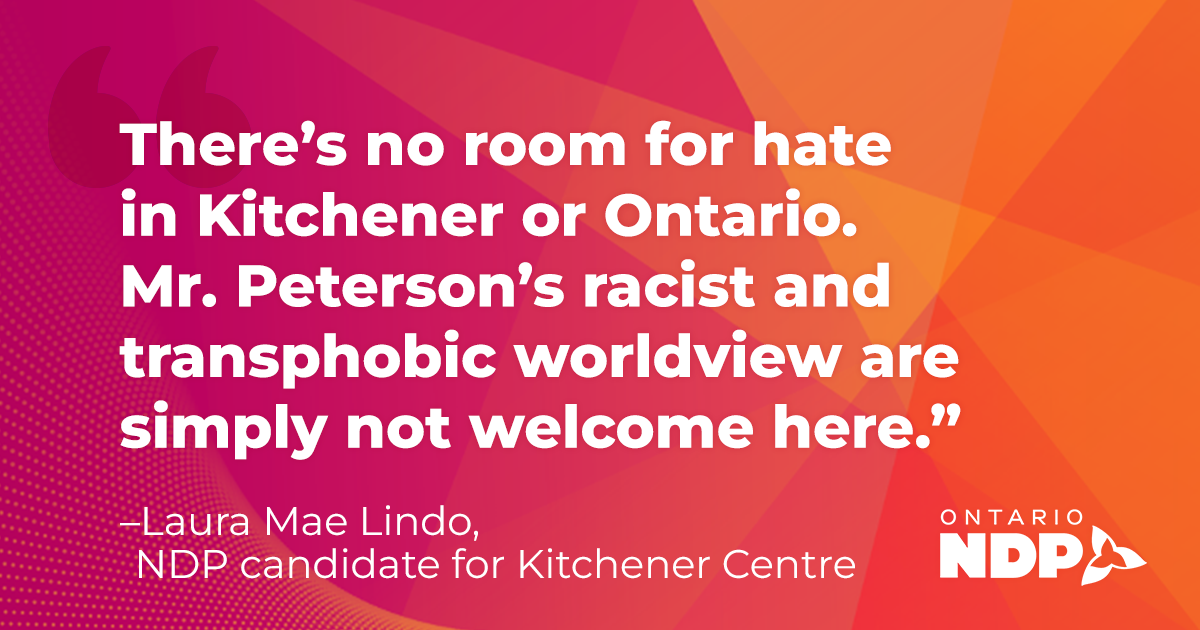 Statement from NDP’s Laura Mae Lindo on Peterson event « Ontario NDP