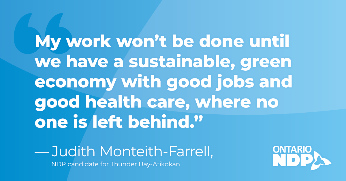 Judith Monteith-Farrell chosen to be the NDP candidate in Thunder Bay ...