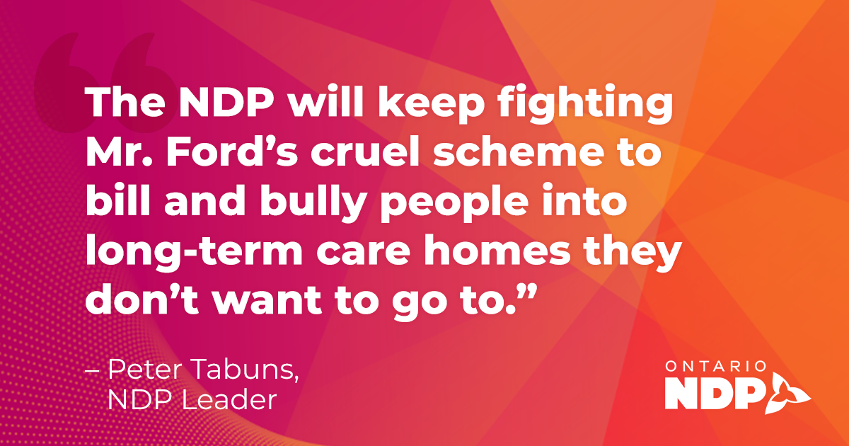 NDP vows to keep fighting Ford’s cruel scheme to bill and bully people ...