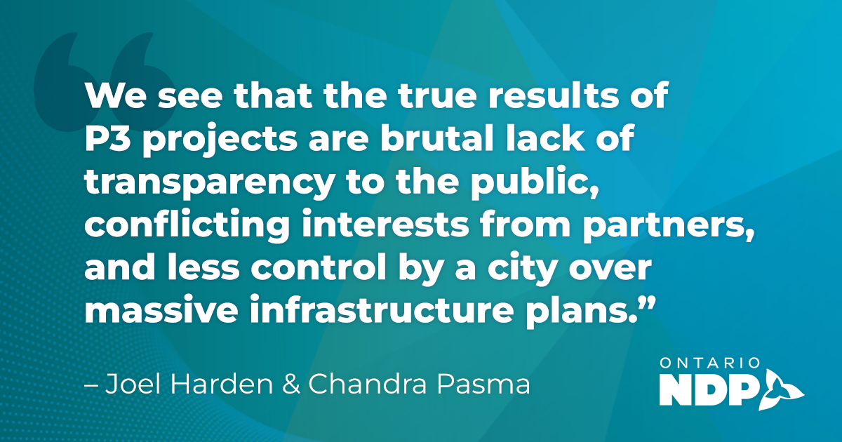 NDP: Ottawa LRT Inquiry shows Ford must stop pursuing P3 infrastructure ...