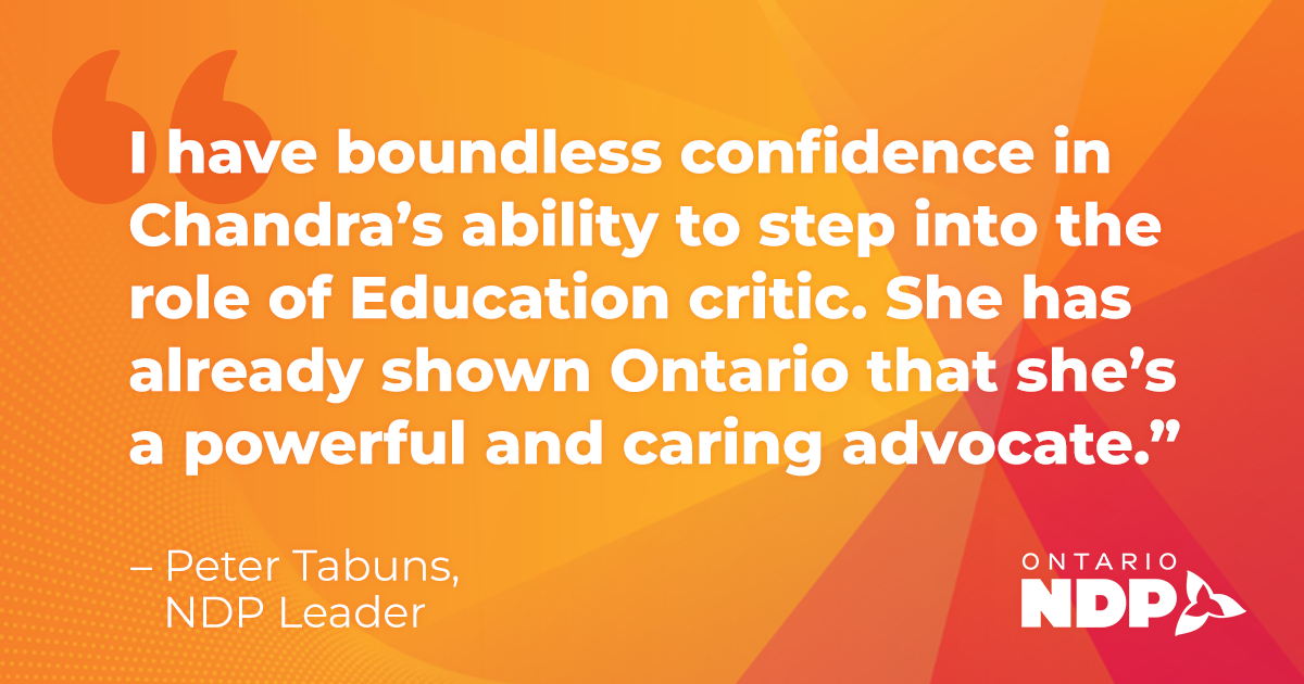NDP Leader names Pasma new Education critic « Ontario NDP