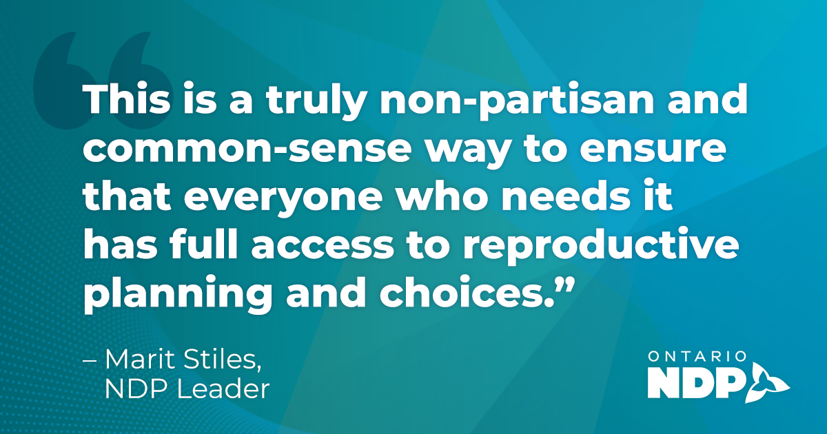 Stiles announces Ontario NDP plan to provide free contraception under ...