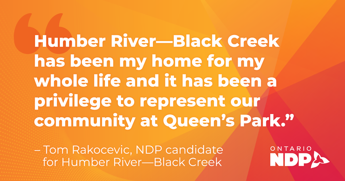 Tom Rakocevic nominated as the Ontario NDP candidate in Humber River ...