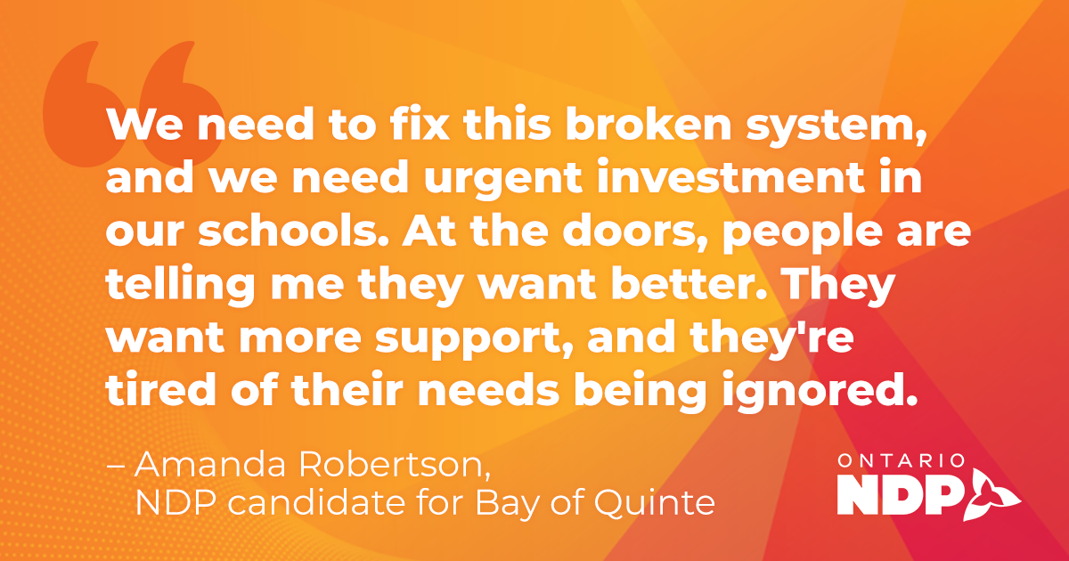 Marit Stiles and Amanda Robertson Bay of Quinte deserves stronger local ...