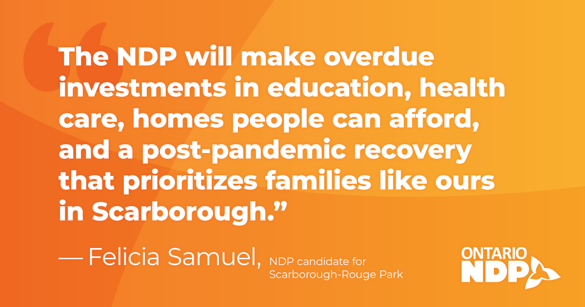 Felicia Samuel chosen to be the NDP candidate in Scarborough-Rouge Park ...
