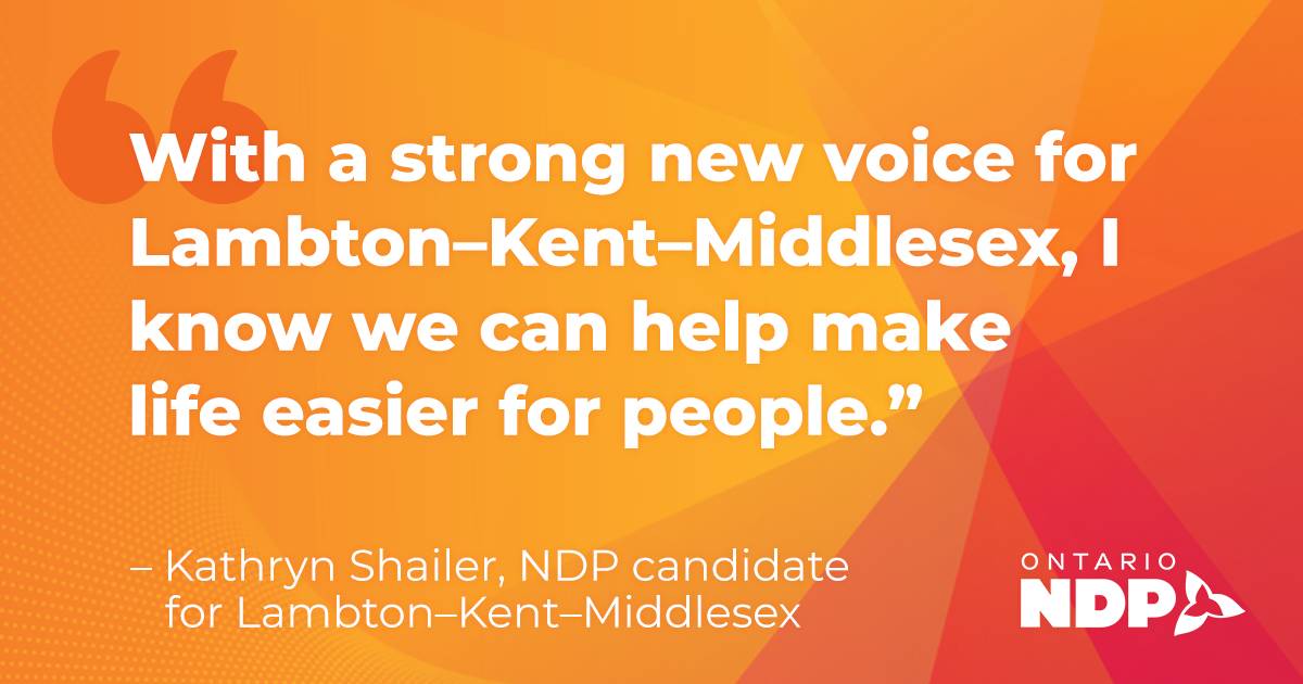 Kathryn Shailer to carry Ontario NDP banner in Lambton–Kent–Middlesex ...