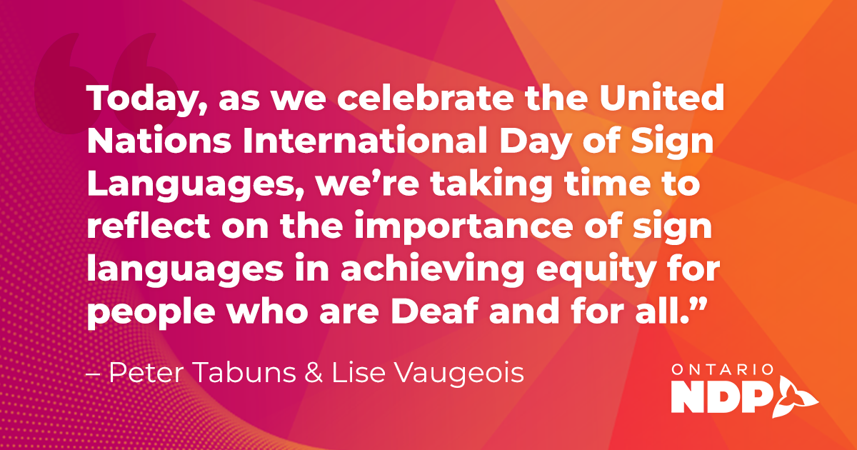 NDP Leader Peter Tabuns and MPP Lise Vaugeois mark the United Nations ...