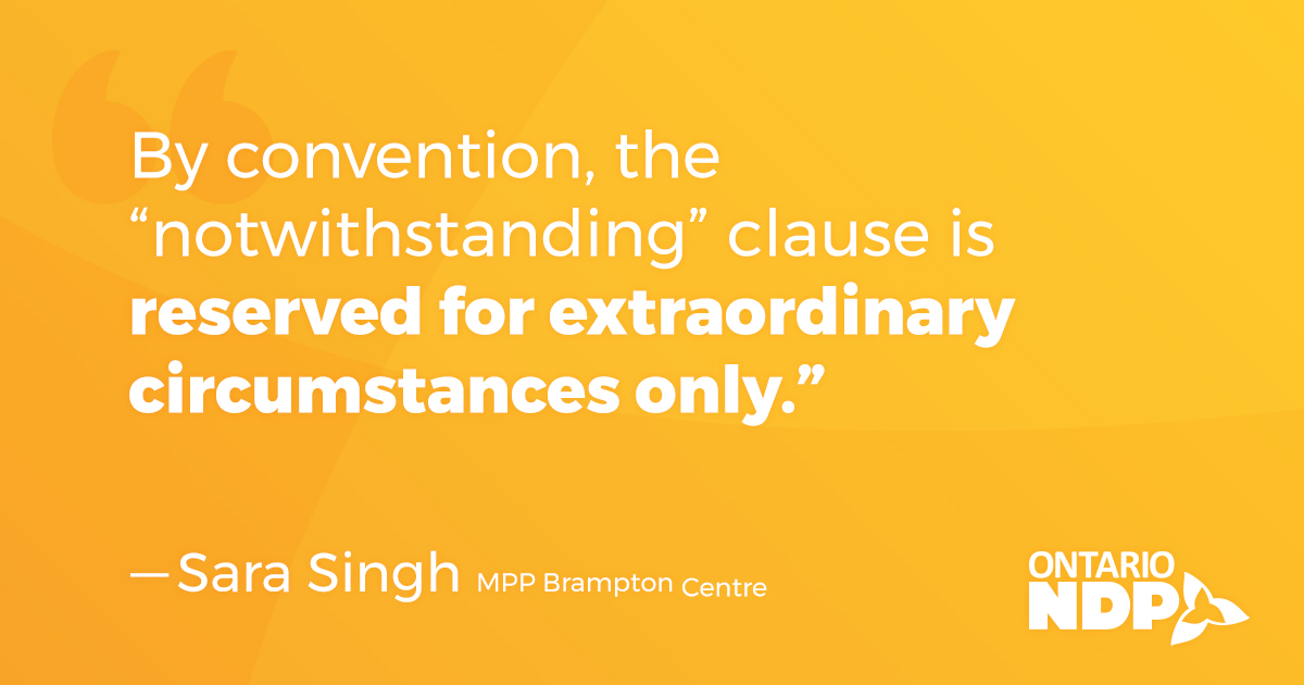 Singh to AG: Draw a line on notwithstanding clause « Ontario NDP