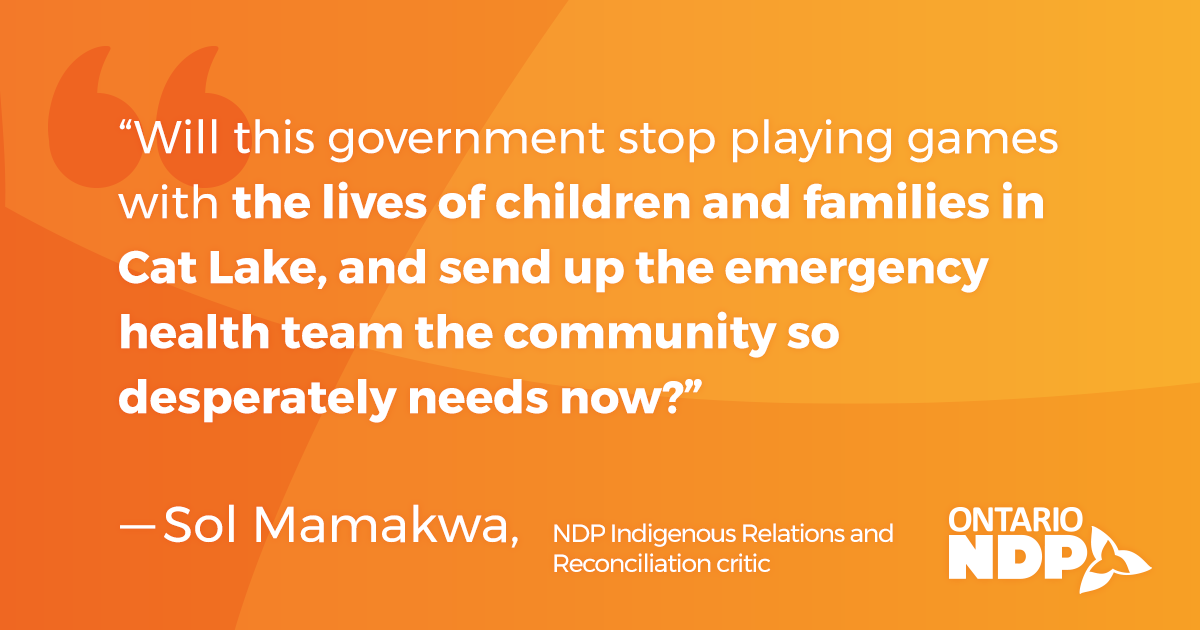 Ford government not taking action on Cat Lake: NDP « Ontario NDP