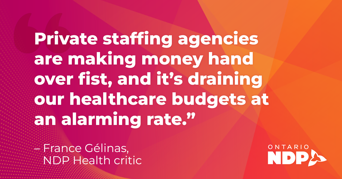 NDP solution would improve care by stopping private nursing agencies ...