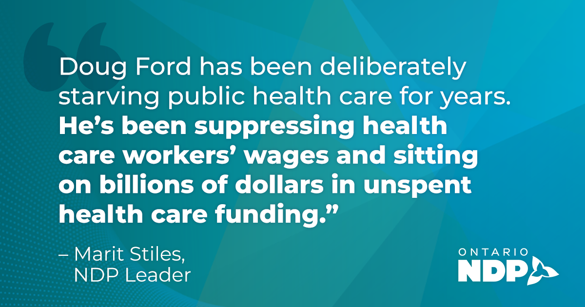 NDP: Federal health funding must go into public system « Ontario NDP