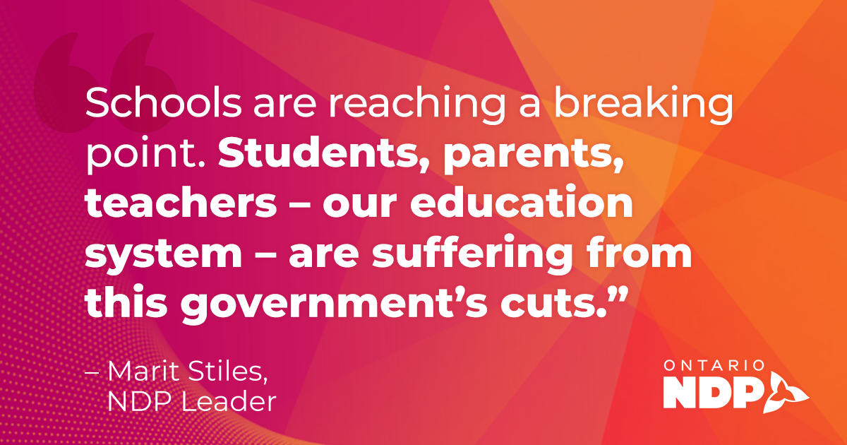 NDP, Stiles demand a better deal for Ontario’s classrooms with their ...