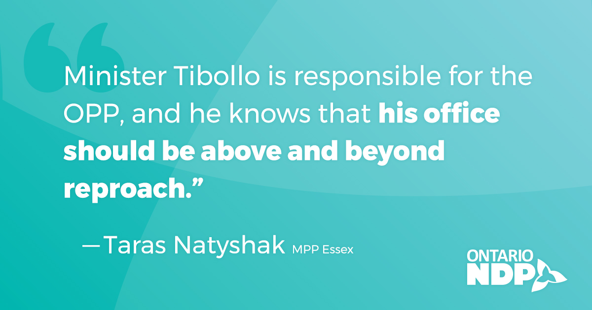 Tibollo's support for Di Biase shows lack of judgement: NDP « Ontario NDP