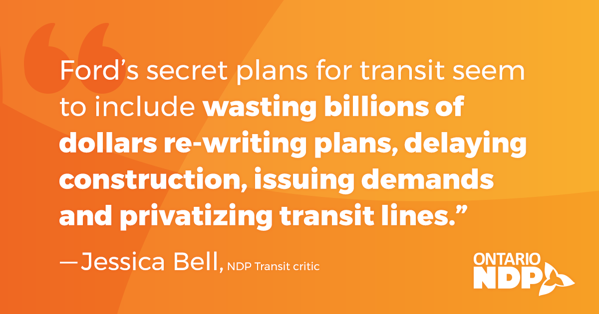 NDP Transit critic Jessica Bell blasts Ford’s plan to derail transit ...