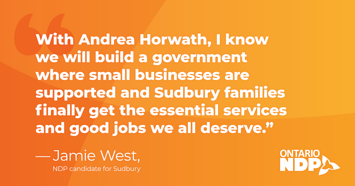 Jamie West chosen to be the NDP candidate in Sudbury « Ontario NDP
